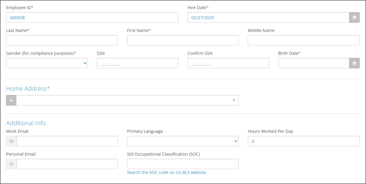 Entering a New Hire - Guide