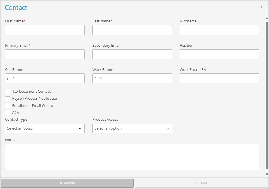 Security Control Center: Contacts