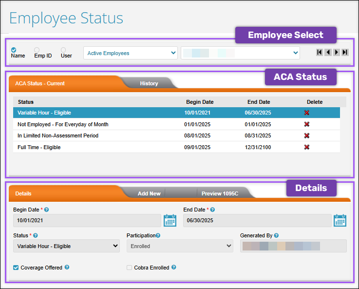 ACA Center: Employee Status