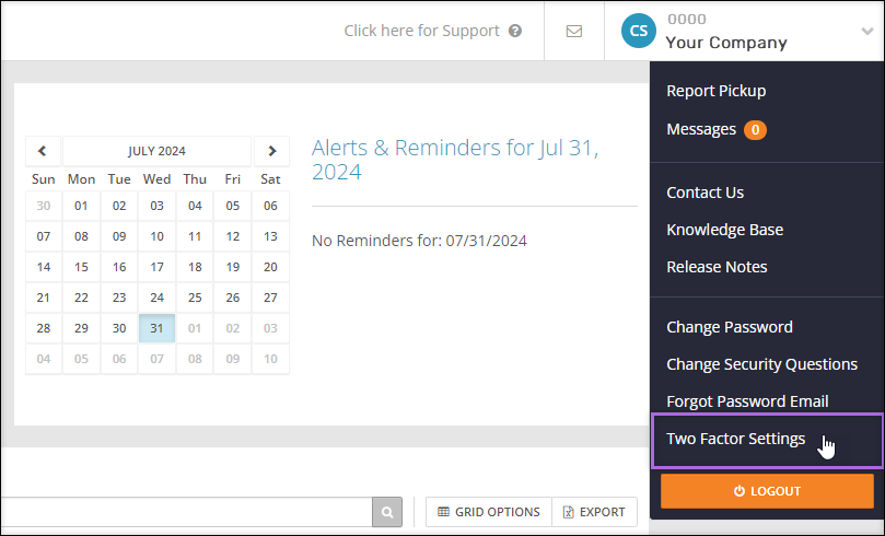 Two-Factor Settings (2FA)
