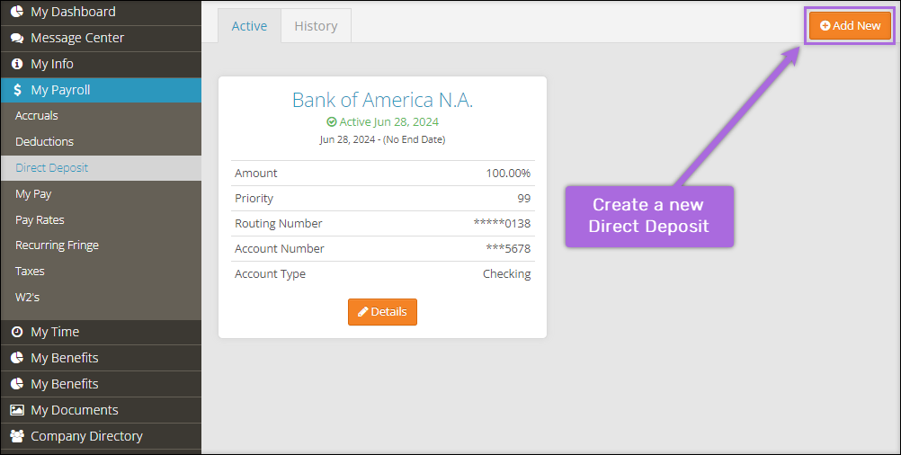 Direct Deposit for Employees (ESS)